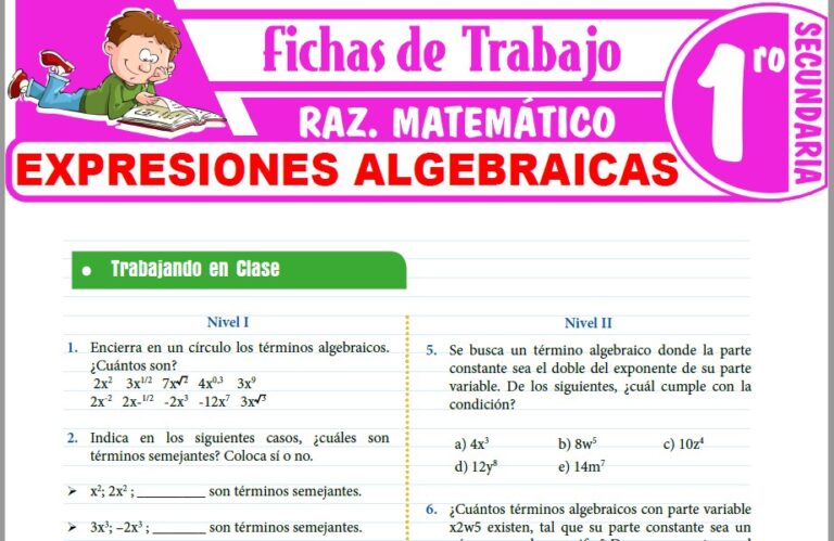 Expresiones algebraicas para Primero de Secundaria – Fichas de Trabajo