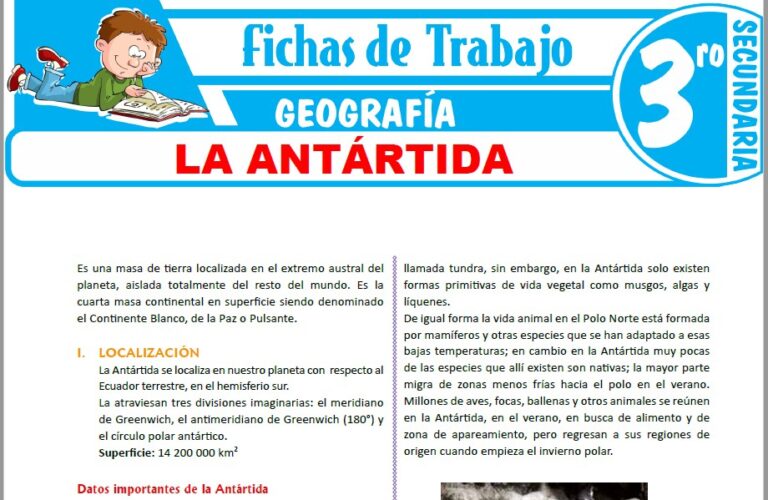 La Antártida para Tercero de Secundaria – Fichas de Trabajo