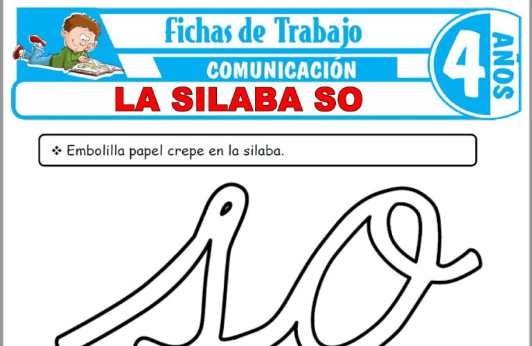 La Sílaba SO para Niños de Cuatro Años – Fichas de Trabajo