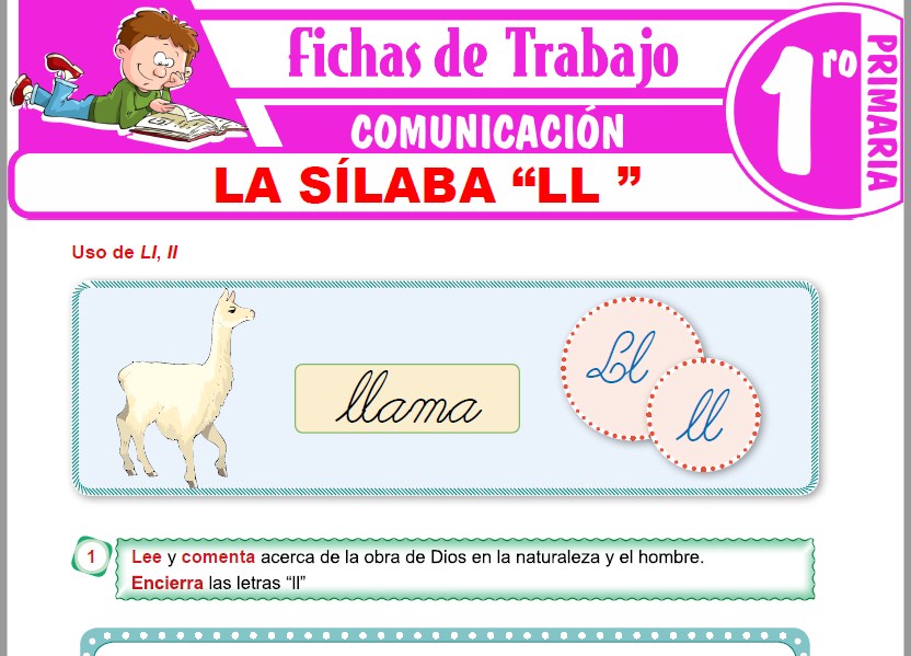 La sílaba “LL” para Primero de Primaria – Fichas de Trabajo