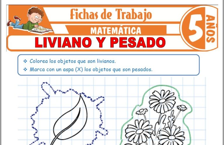 Liviano y pesado para Niños de Cinco Años – Fichas de Trabajo
