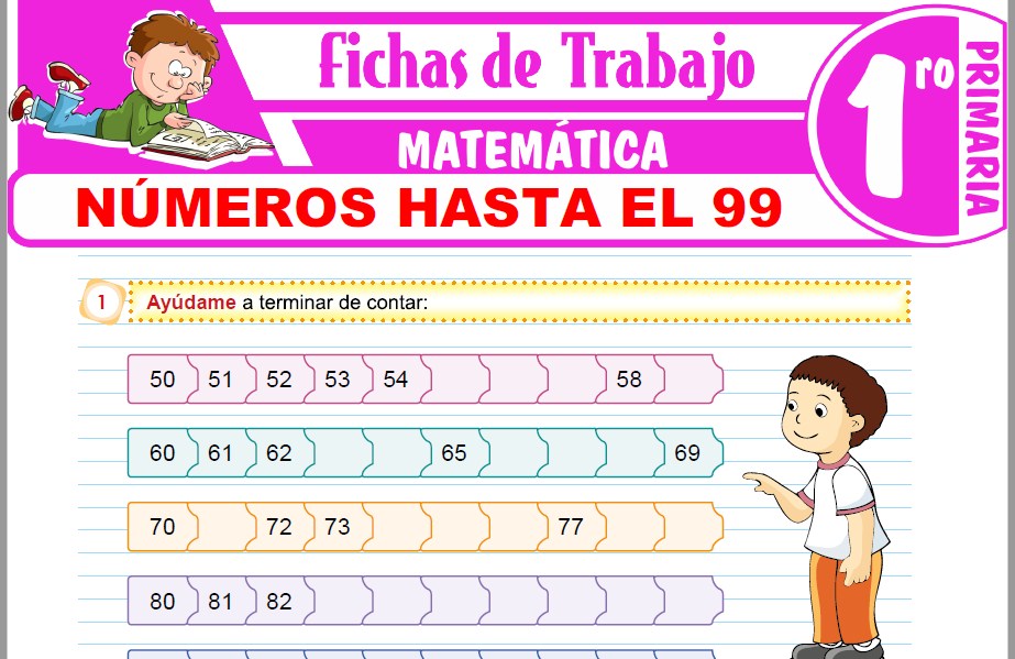 Números hasta el 99 para Primero de Primaria – Fichas de Trabajo